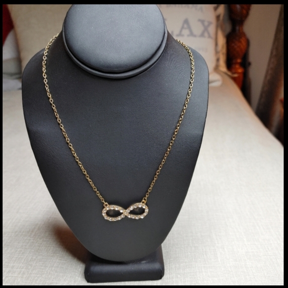 Jewelry | Rhinestone Embedded Infinity Symbol Necklace Goldtone 21 ...